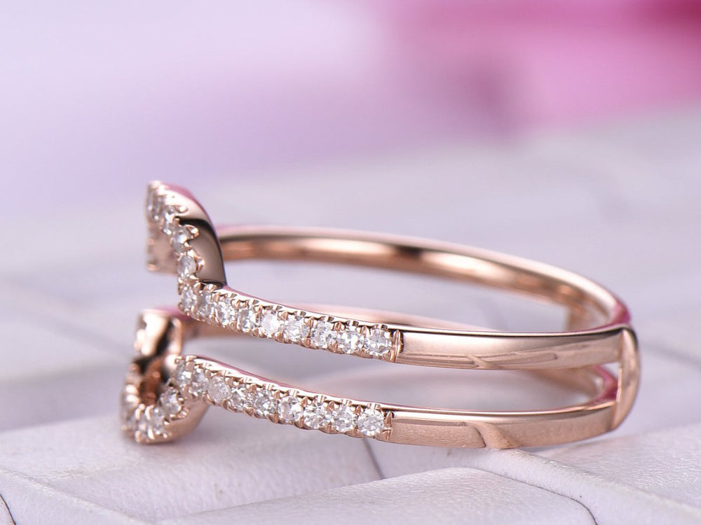 Diamond Wedding Ring Guard Wedding Band 14k Rose Gold