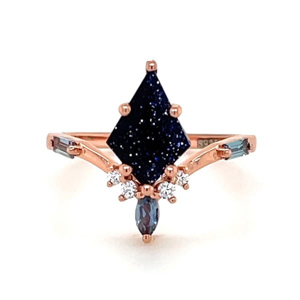 Kite Cut Blue Sandstone Alexandrite Ring